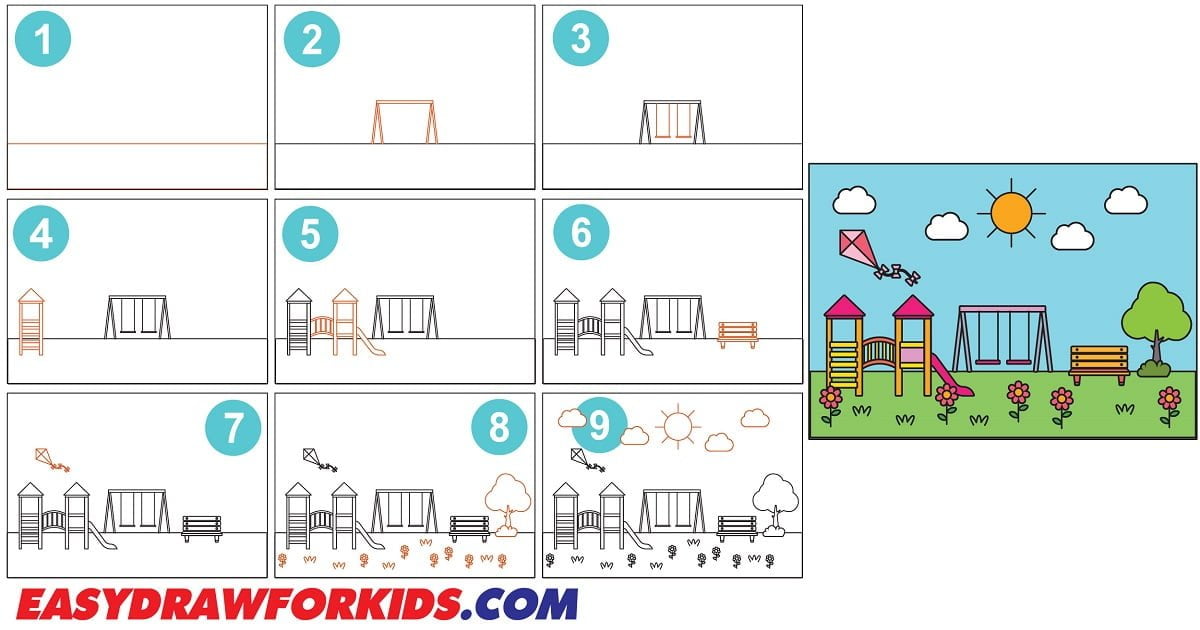 How To Draw A Park - 10 Steps (With Pictures)