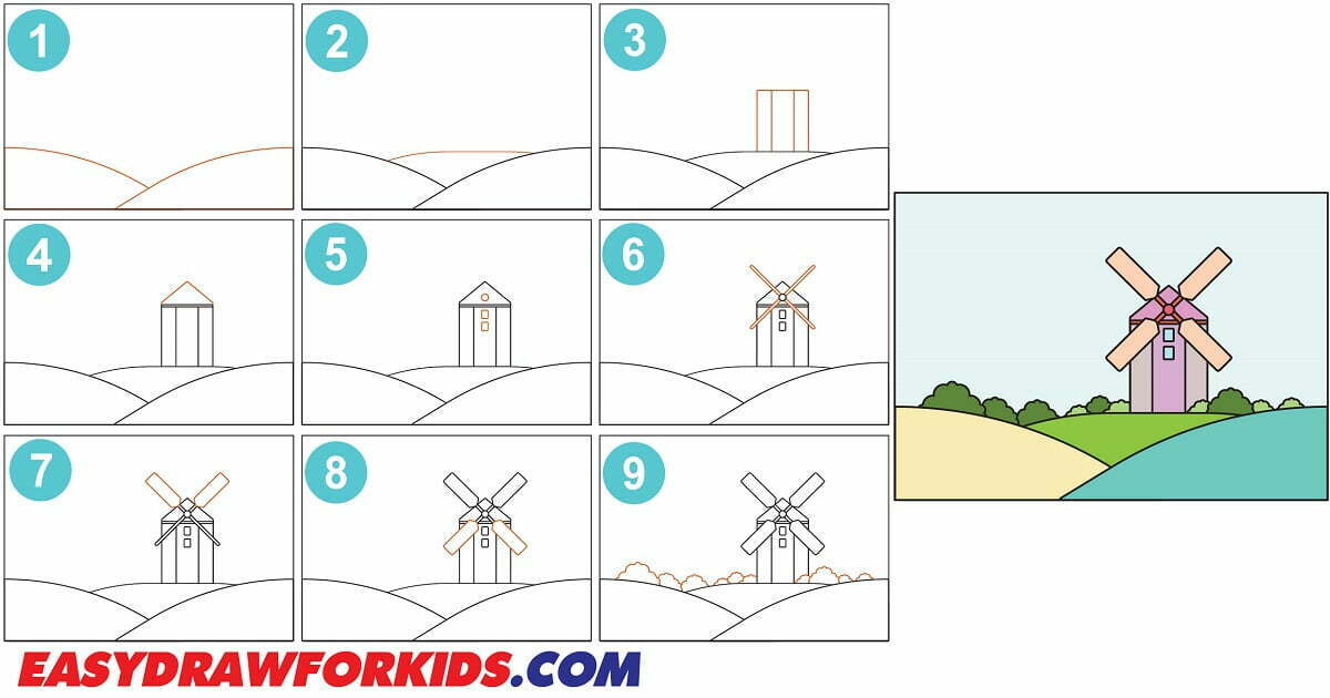How To Draw A Windmill - 2 Ways (With Pictures)