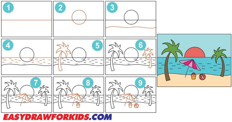How To Draw A Beach - 10 Steps (With Pictures)