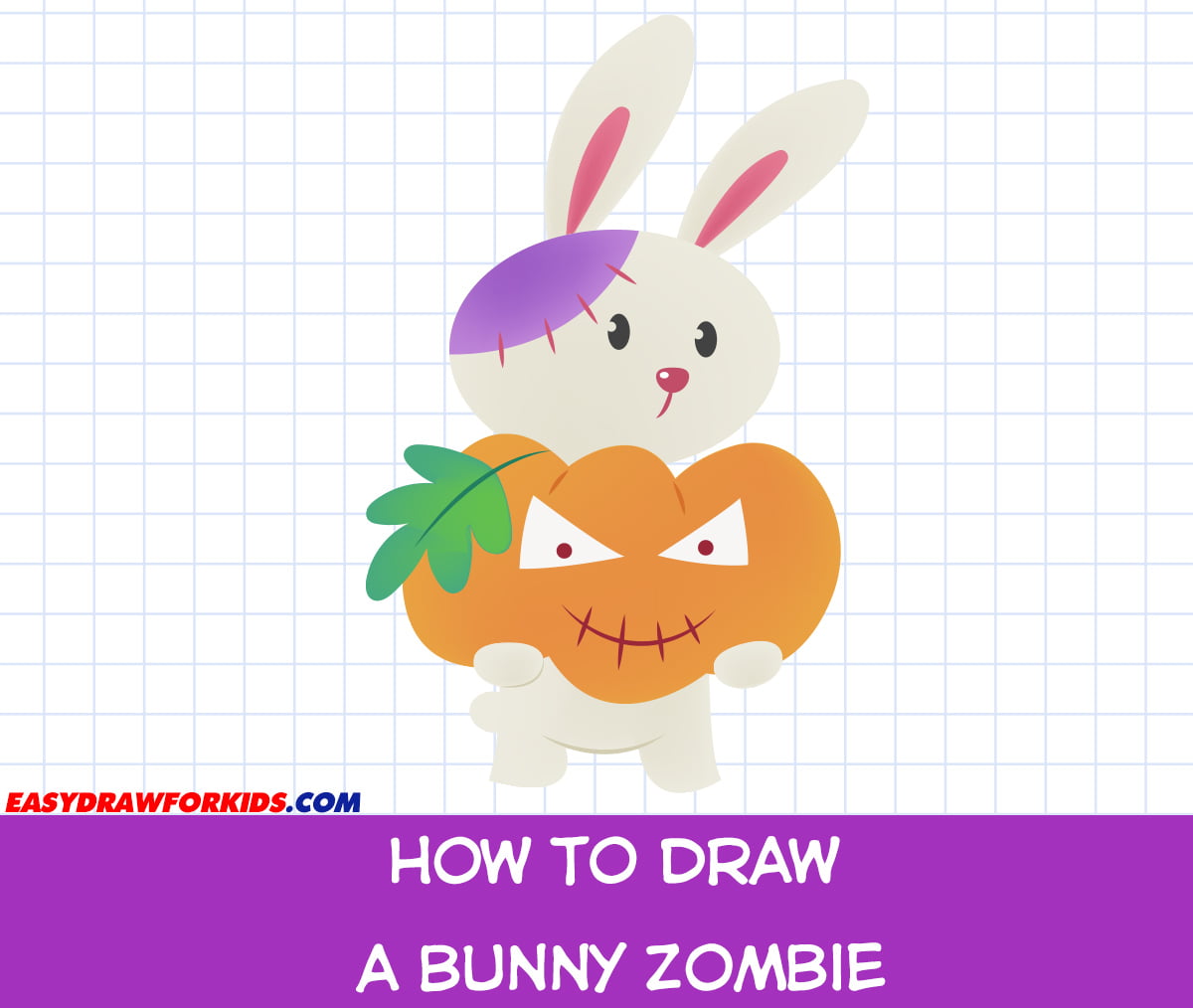 How To Draw A Zombie Bunny | Easy Draw For Kids