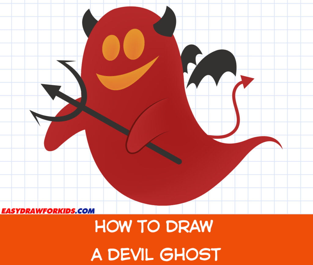 How To Draw A Devil Ghost - Easy Draw For Kids