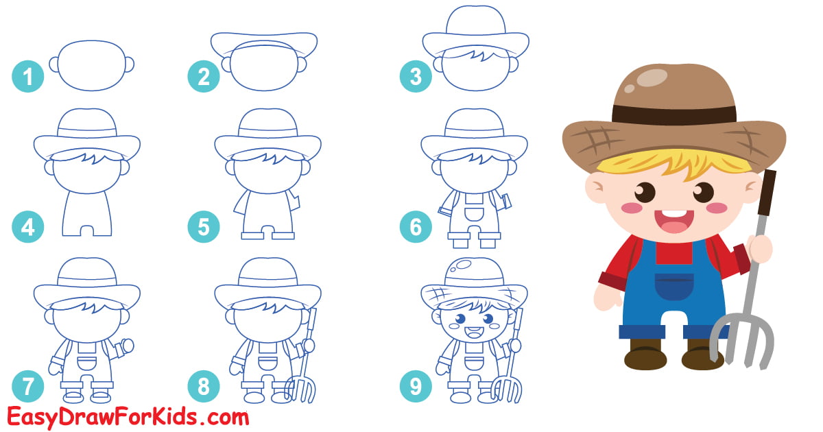 How To Draw A Farmer - 2 Ways (With Pictures)