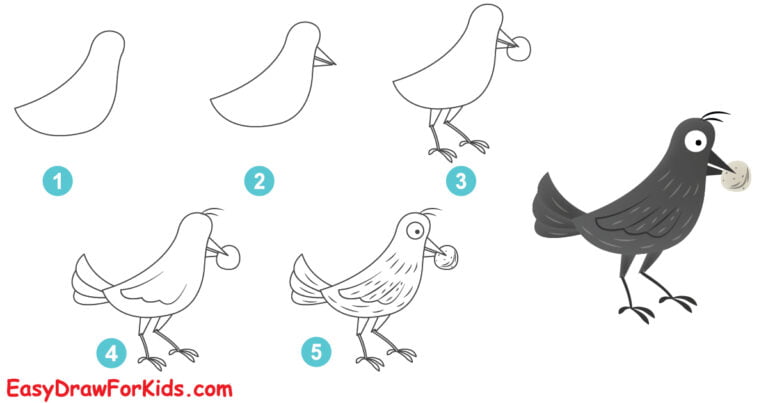 How To Draw A Crow - 3 Steps (With Pictures)
