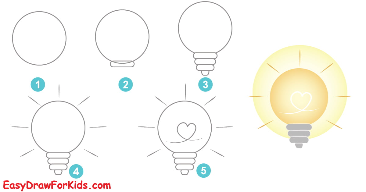 How To Draw A Light Bulb – 2 Ways (With Pictures)