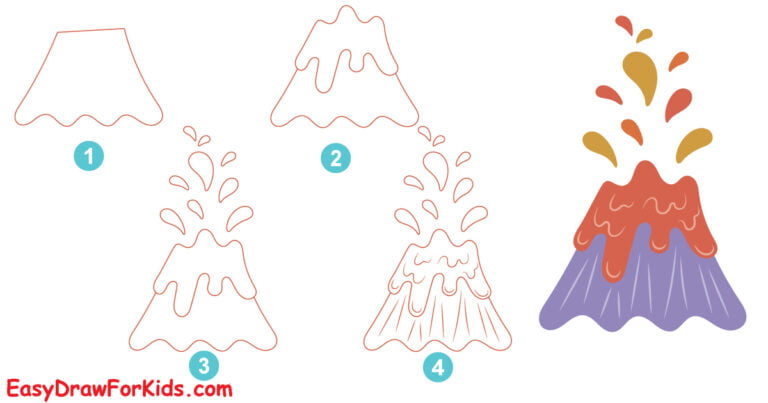 How To Draw A Volcano - 2 Ways (With Pictures)