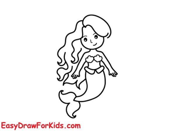 Easy Mermaid Drawing How To Draw A Cute Mermaid Easy Drawing