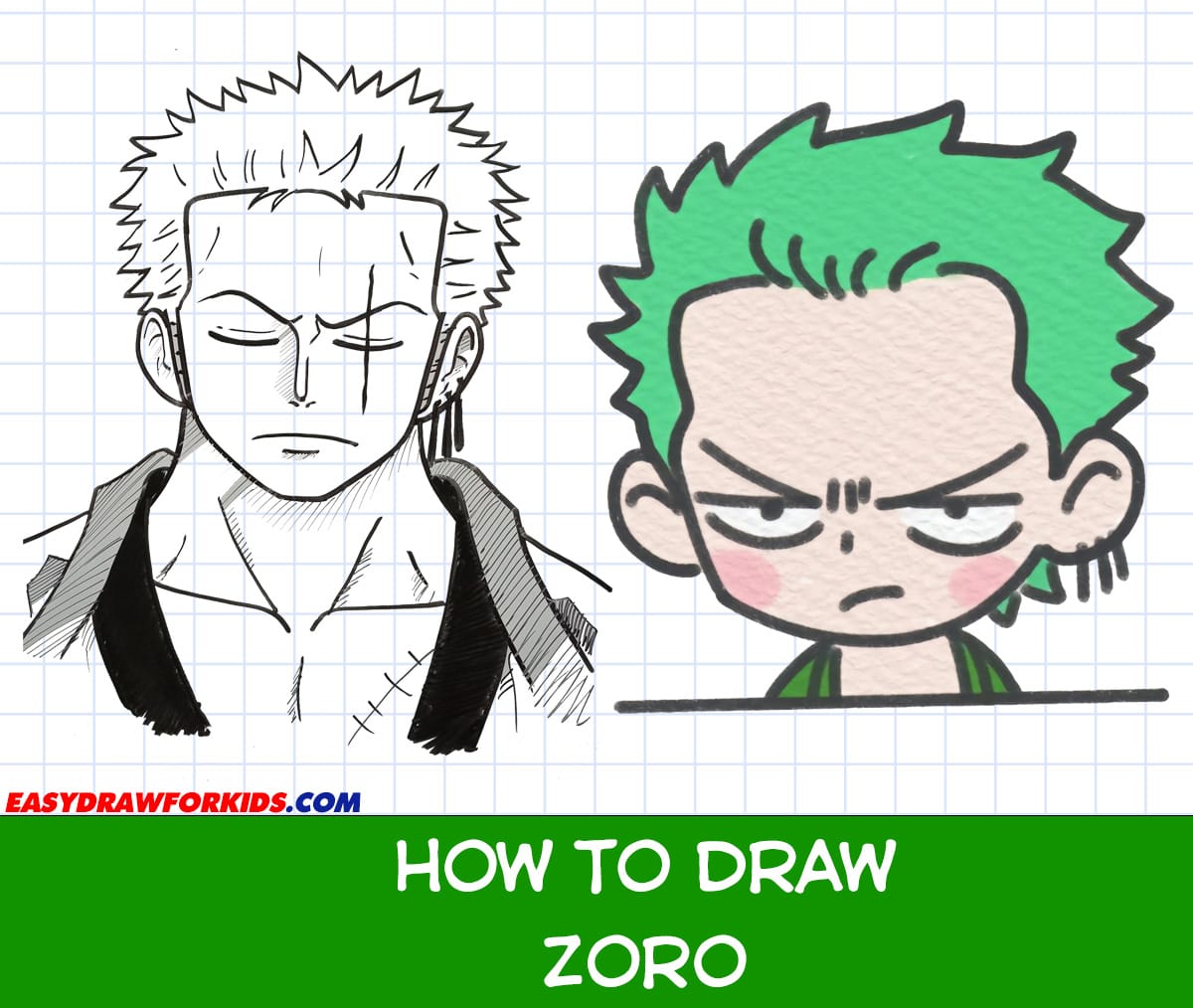 How To Draw Roronoa Zoro From One Piece – 3 Ways (With Pictures)