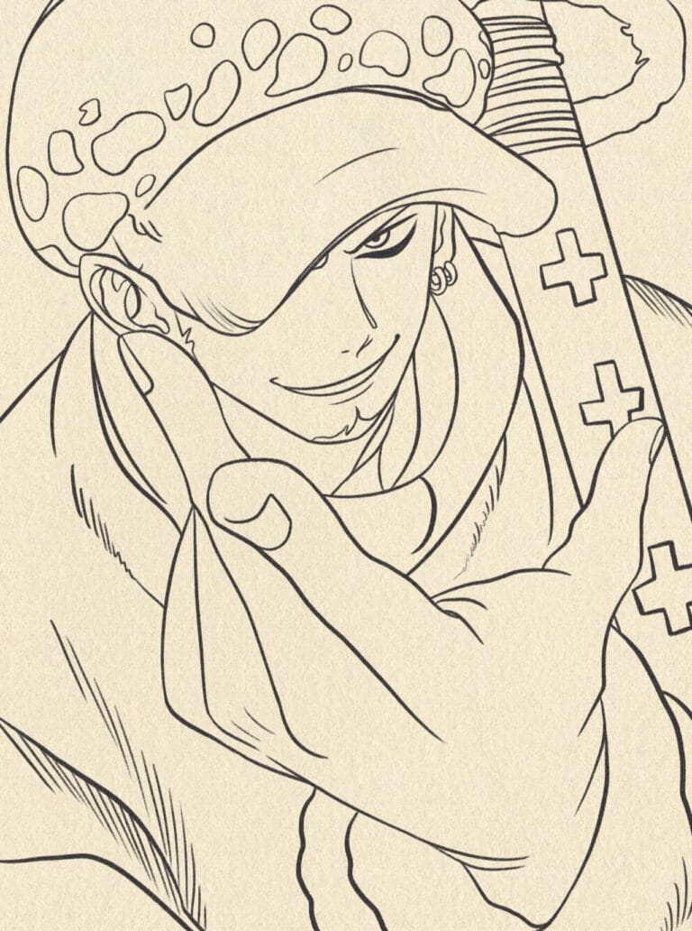 How To Draw Trafalgar D. Water Law From One Piece – 2 Ways (With Pictures)