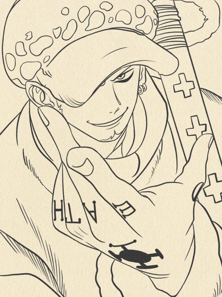 How To Draw Trafalgar D. Water Law From One Piece – 2 Ways (With Pictures)