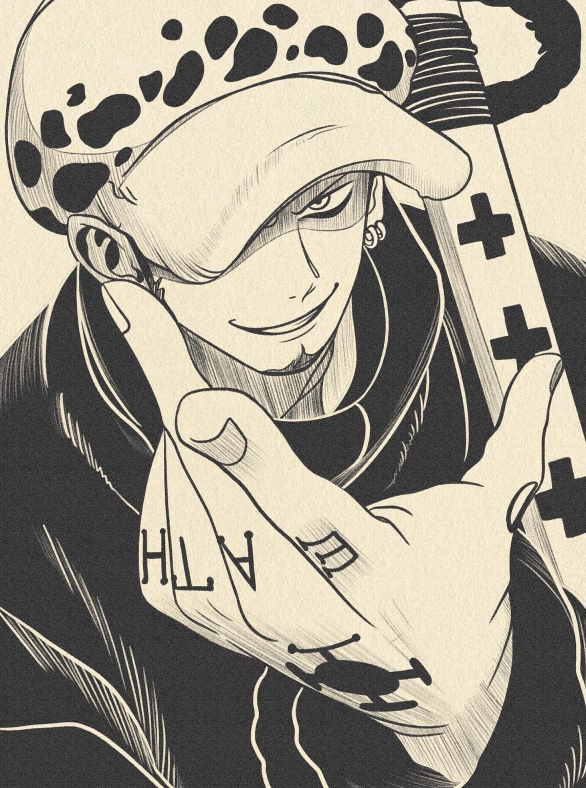 How To Draw Trafalgar D. Water Law From One Piece – 2 Ways (With Pictures)