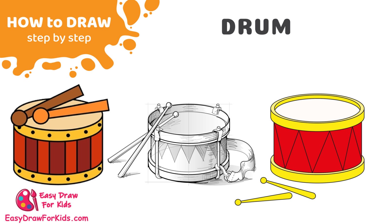How To Draw A Drum - 3 Ways (With Pictures)