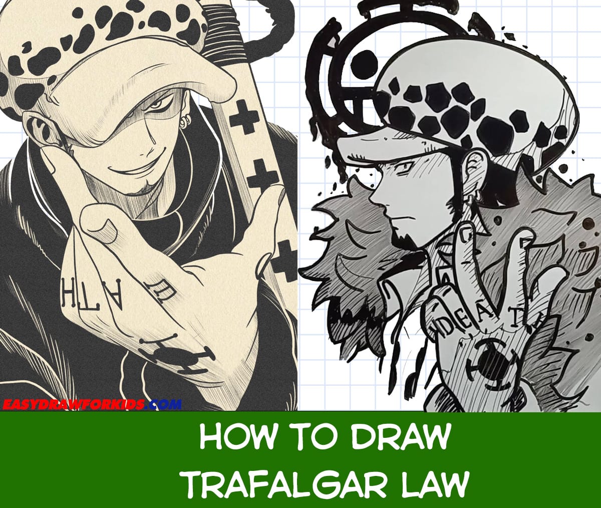 How To Draw Trafalgar D. Water Law From One Piece – 2 Ways (With Pictures)