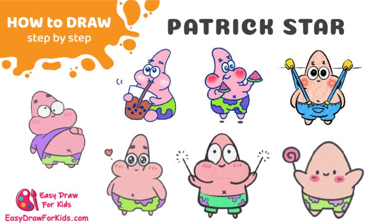 How To Draw Patrick Star From SpongeBob SquarePants - 7 Ways (With ...