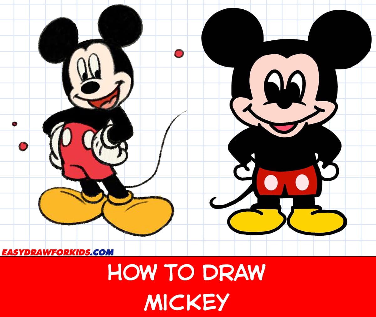 How To Draw Mickey Mouse - 2 Easy Methods For Beginners