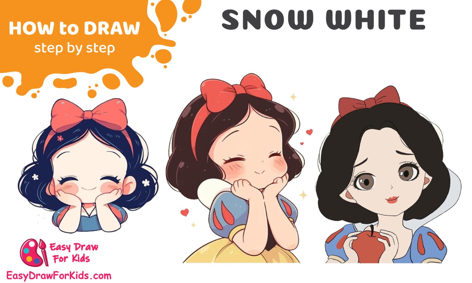 How To Draw Snow White Disney Princess - 3 Easy Methods For Beginners